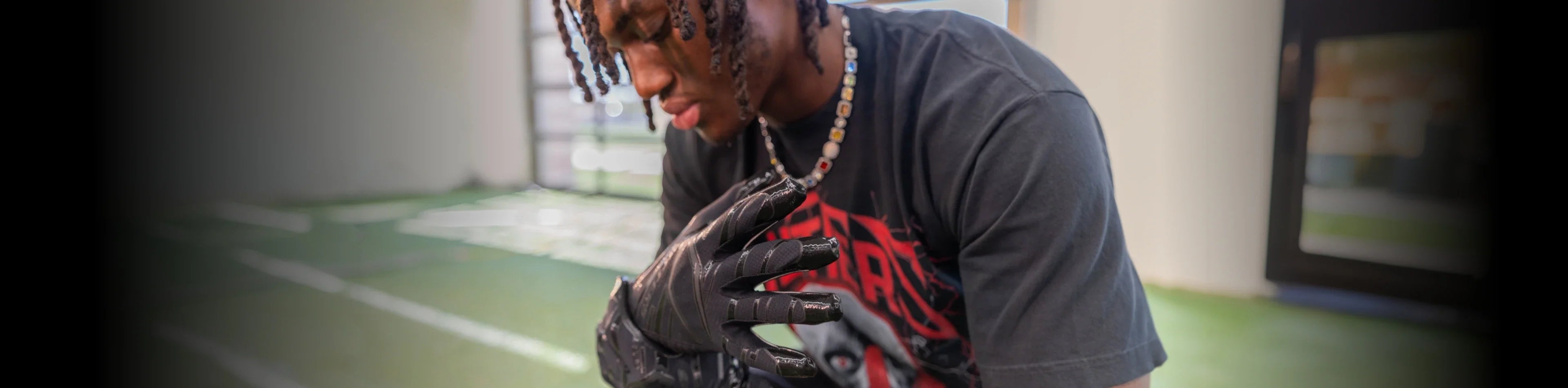 Black Football Gloves | C-TACK® Grip - Cutters Sports